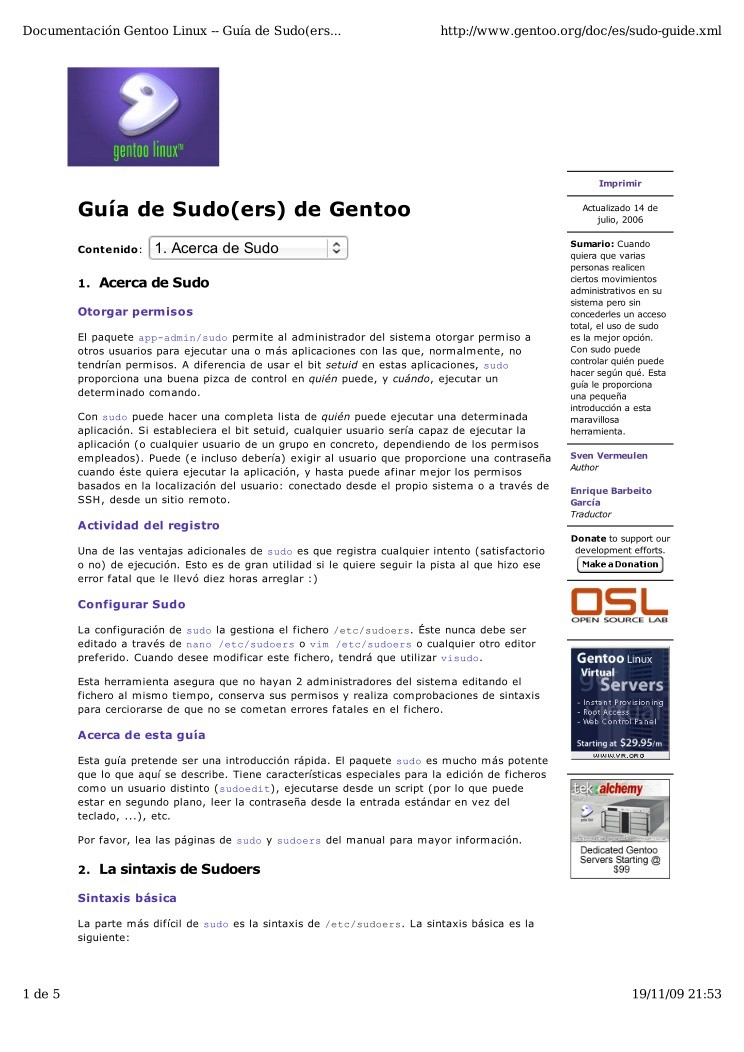 PDF de programación - Guía de Sudo(ers) de Gentoo